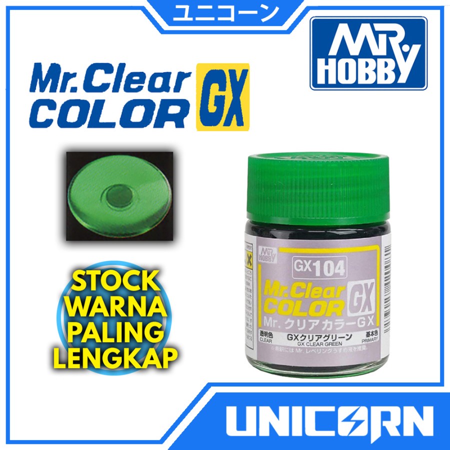 Jual MR CLEAR COLOR GX-104 CLEAR GREEN/CAT HOBBY AIRBRUSH KUAS GUNDAM GX104 | Shopee Indonesia