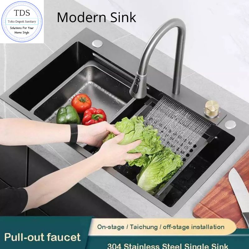 Jual Kitchen sink Modern Kitchen Sink Luxury Black 1 Bowl Stainless ...