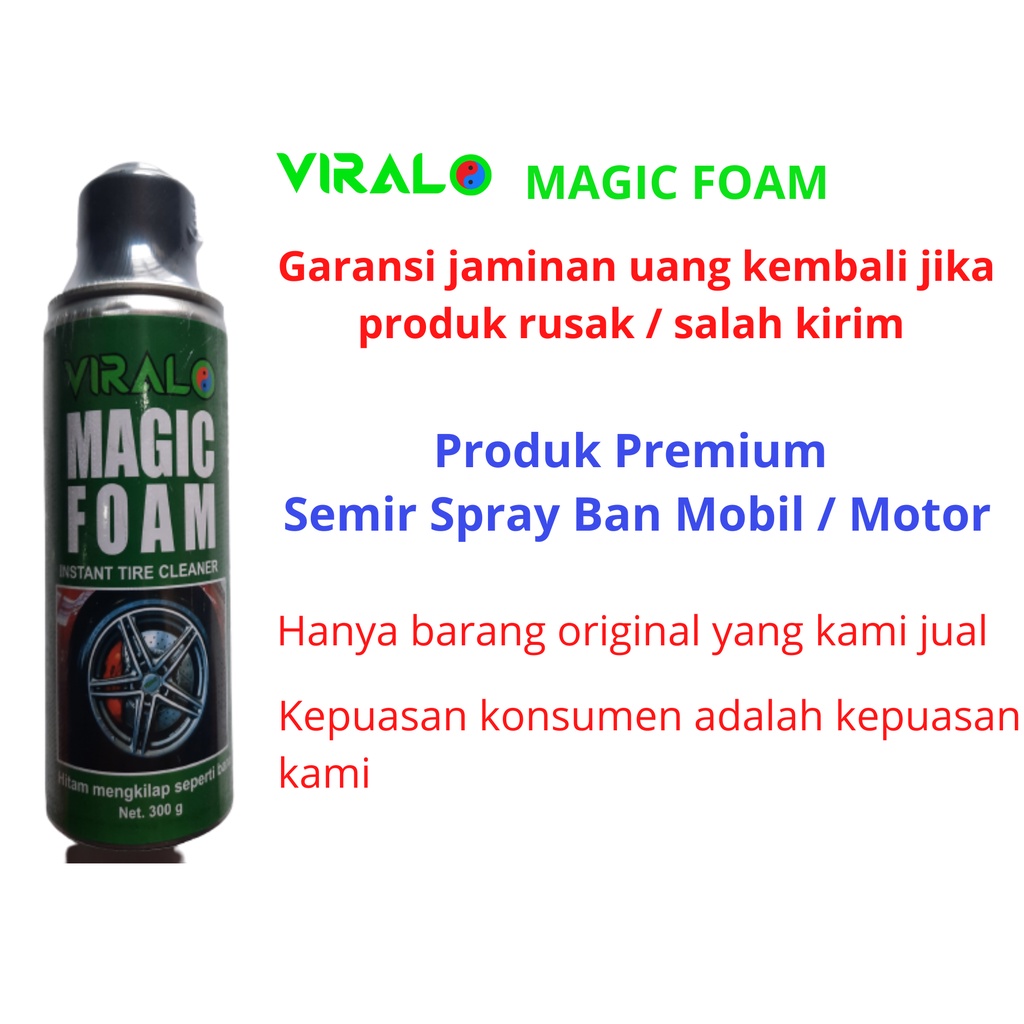 Jual SEMIR BAN MOBIL SPRAY / MOTOR /SEPEDA / VIRALO MAGIC FOAM 300 ML ...