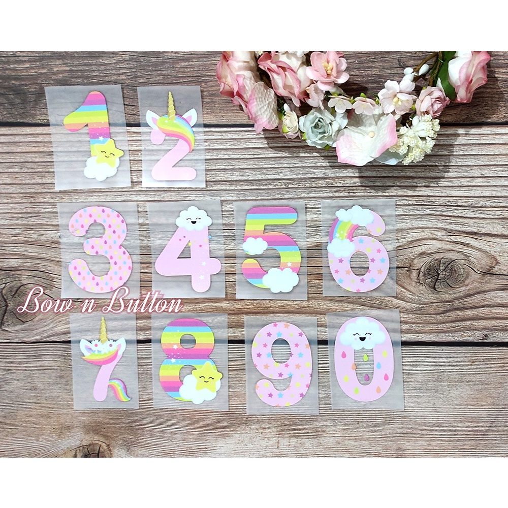 Jual Sticker Sablon Baju Angka Number Unicorn Pink Iron DIY Patch Craft ...