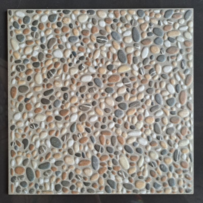 Jual keramik lantai batu sikat / batu kerikil / carport / teras 40x40 ...