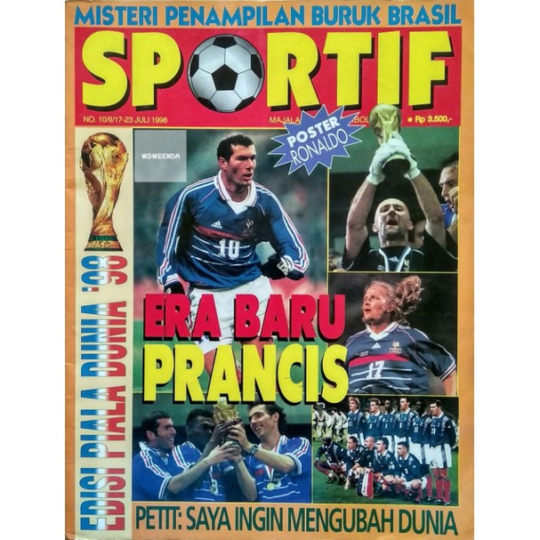 Jual Majalah bola soccer SPORTIF edisi Prancis Juara Piala Dunia 1998 ...