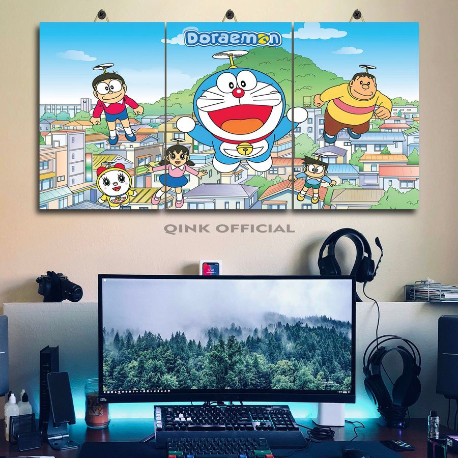 Jual POSTER KAYU ANIME DORAEMON AESTHETIC 60X30 MULTIPANEL MDCFE/YO51Y ...