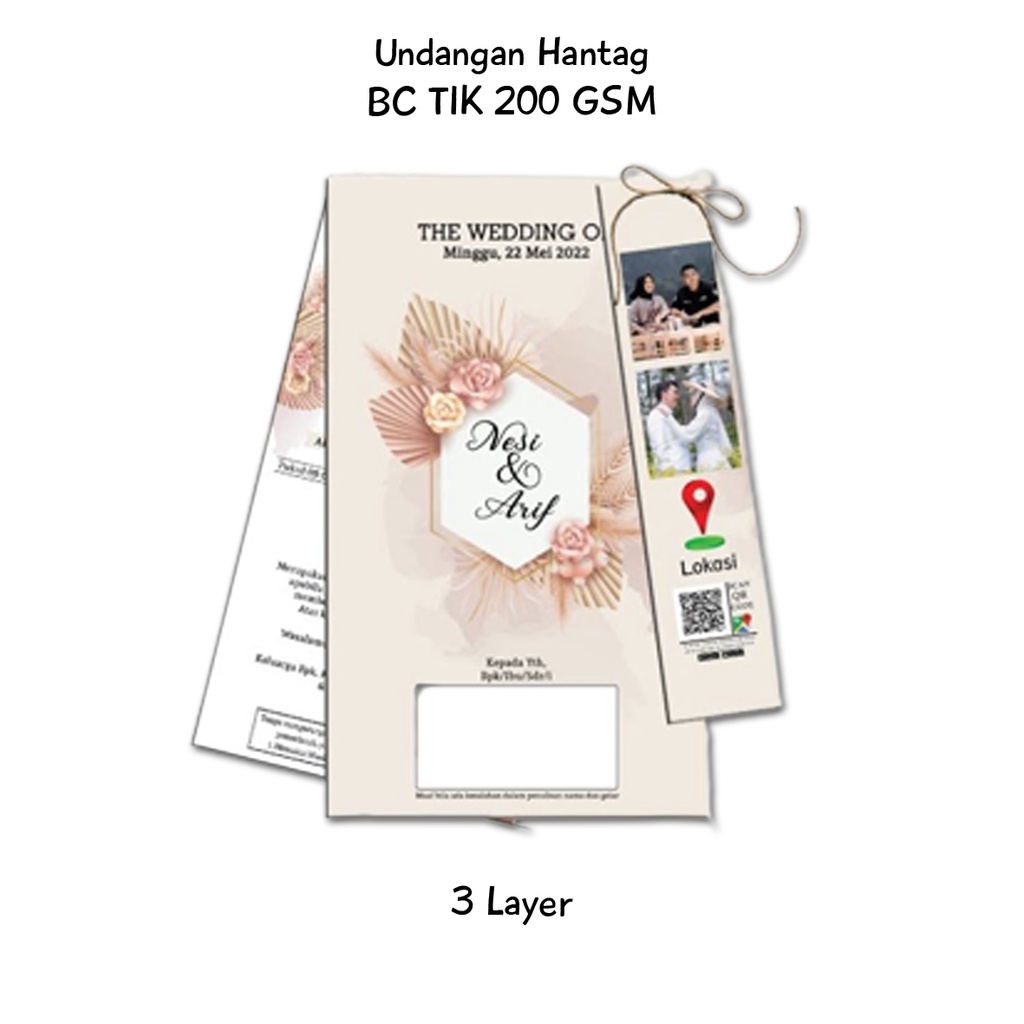 Jual Undangan Hangtag pernikahan / undangan 3 layer hangtag | Shopee ...