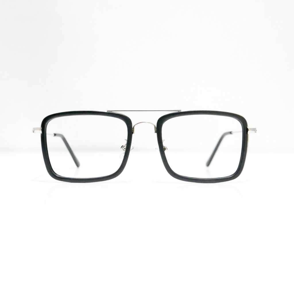 jual-frame-kacamata-double-bridge-16006-black-silver-shopee-indonesia