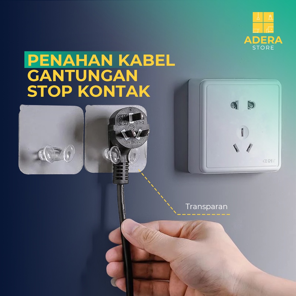 Jual Gantungan penahan kabel colokan listrik stop kontak tempel dinding ...