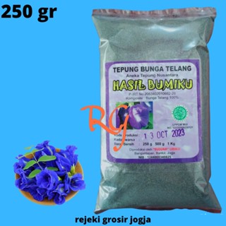 Jual Tepung Bunga Telang Organik murni kemasan 250 GRAM/Bubuk Bunga ...