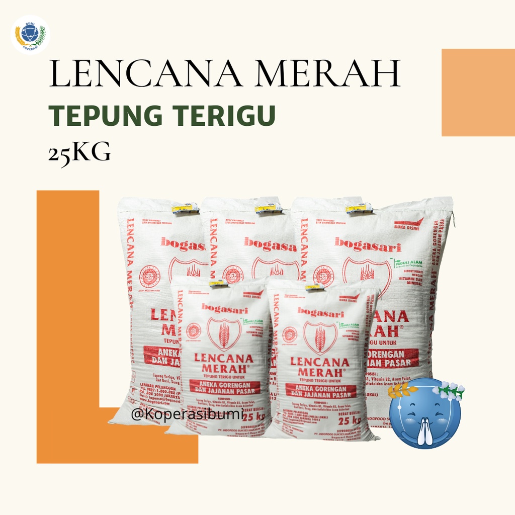 Jual Tepung Terigu Bogasari Lencana Merah 25 Kg | Shopee Indonesia