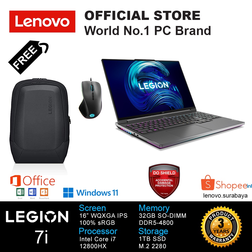 Jual LENOVO GAMING LEGION 7i-16IAX7 3VID GREY CORE i7-12800 | Shopee ...