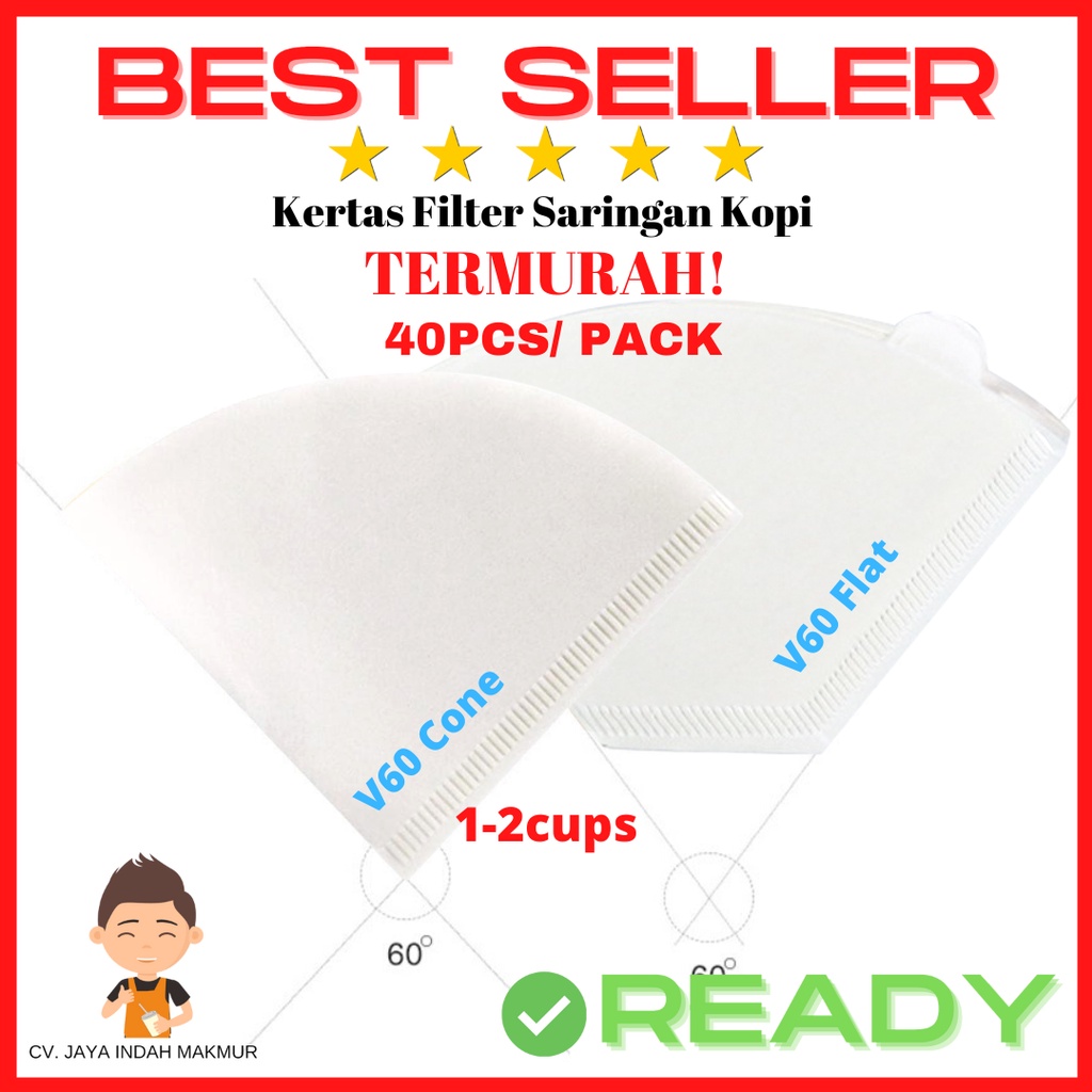 Jual Kertas Filter Saringan Kopi 40PC Espresso V60 Drip Coffee Tea ...