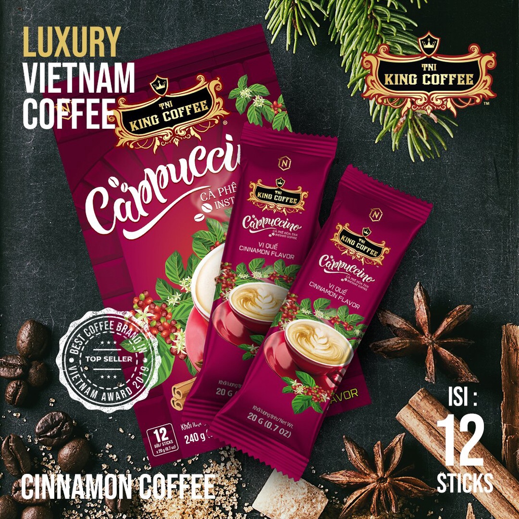 Jual King Coffee Cappuccino Instant Coffee Cinnamon Flavor 12 Stik Kopi ...