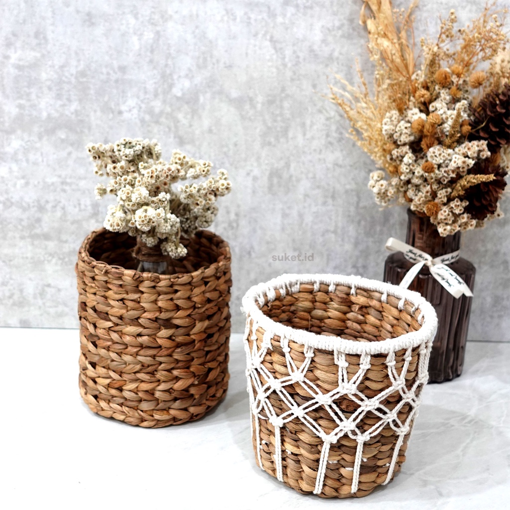 Jual VAS BUNGA Pot Bunga Rustic anyaman enceng gondok | Shopee Indonesia