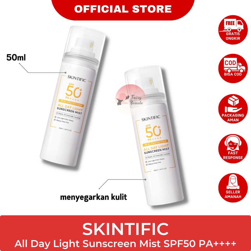 Jual Skintific All Day Light Sunscreen Mist SPF50 PA++++ Sunscreen Spray Anti UV Wajah Body ...