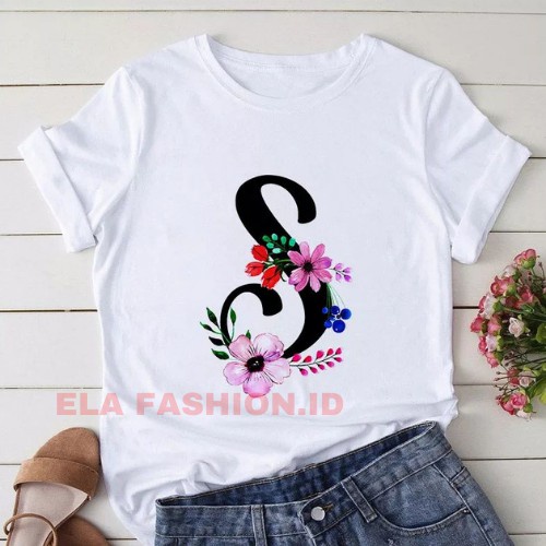 Jual Kaos Huruf Abjad Awal Nama Alfabet Kata Kata Gambar Viral Cewek ...