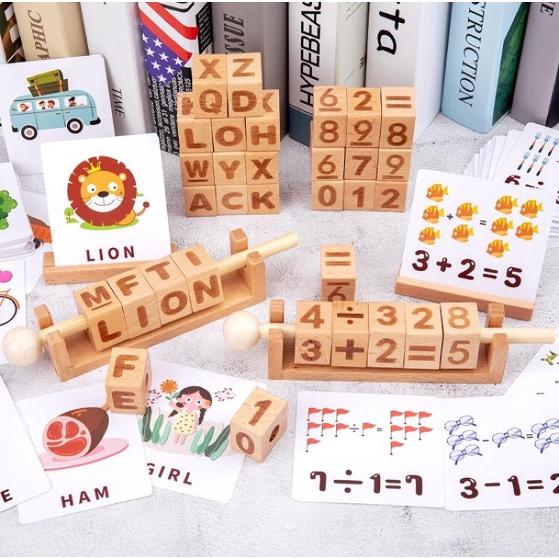 Jual Wooden Learning Block Spelling & Counting Mainan Balok Kayu ...