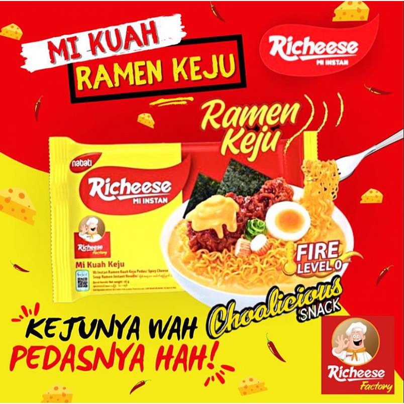 Jual RICHEESE MI INSTANT RASA RAMEN KUAH KEJU FIRE LEVEL 0 MIE 65GR ...