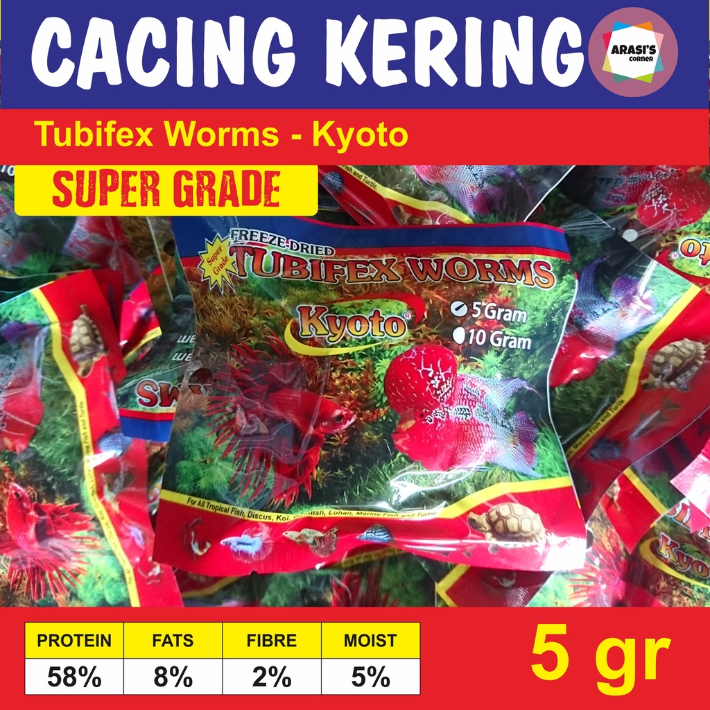 Jual Pakan Ikan Cacing Kering Tubifex Worm Kyoto | Shopee Indonesia