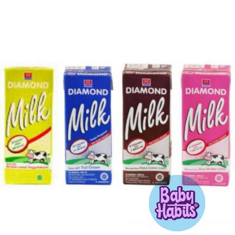 Jual Diamond Susu UHT 125 ml & 200 ml [1 pcs] - Full Cream Cokelat Strawberry Low Fat | Shopee ...