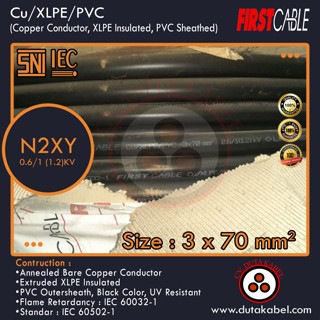 Jual Kabel N2XY 3x70 mm2 (Cu/XLPE/PVC) FIRST CABLE /3x70 mm/3 x 70 mm2/3x70mm2/3 x 70 mm2 ...
