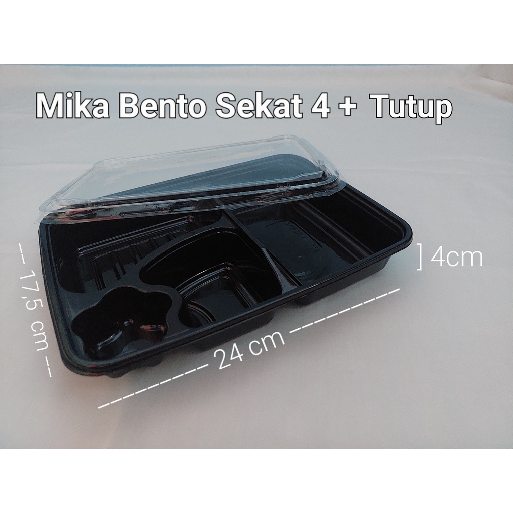 Jual Mika Bento Sekat 4 Hitam | Box Bento | Mika Tray Bento 1 Pack isi ...