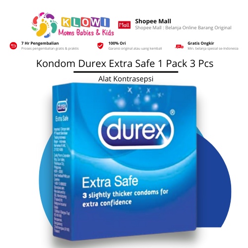 Jual Kondom Durex Extra Safe 1 Pack Isi 3 Pc Kondom Alat Kontrasepsi ...