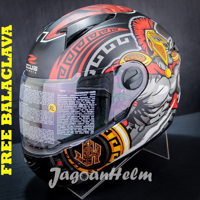 Jual ZEUS HELM ZS811 AL47 SPARTAN | MATT BLACK RED | ZS 811 + SMOKE ...