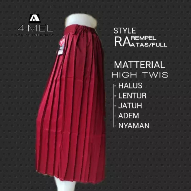 Jual rok merah panjang rempel full lidi dari atas full seragam sekolah SD kain katun drill dan ...