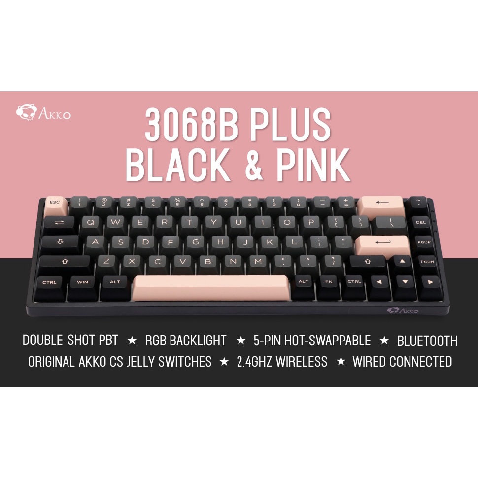 Jual Akko 3068B Plus V2 Black&Pink Wireless Mechanical Keyboard ...