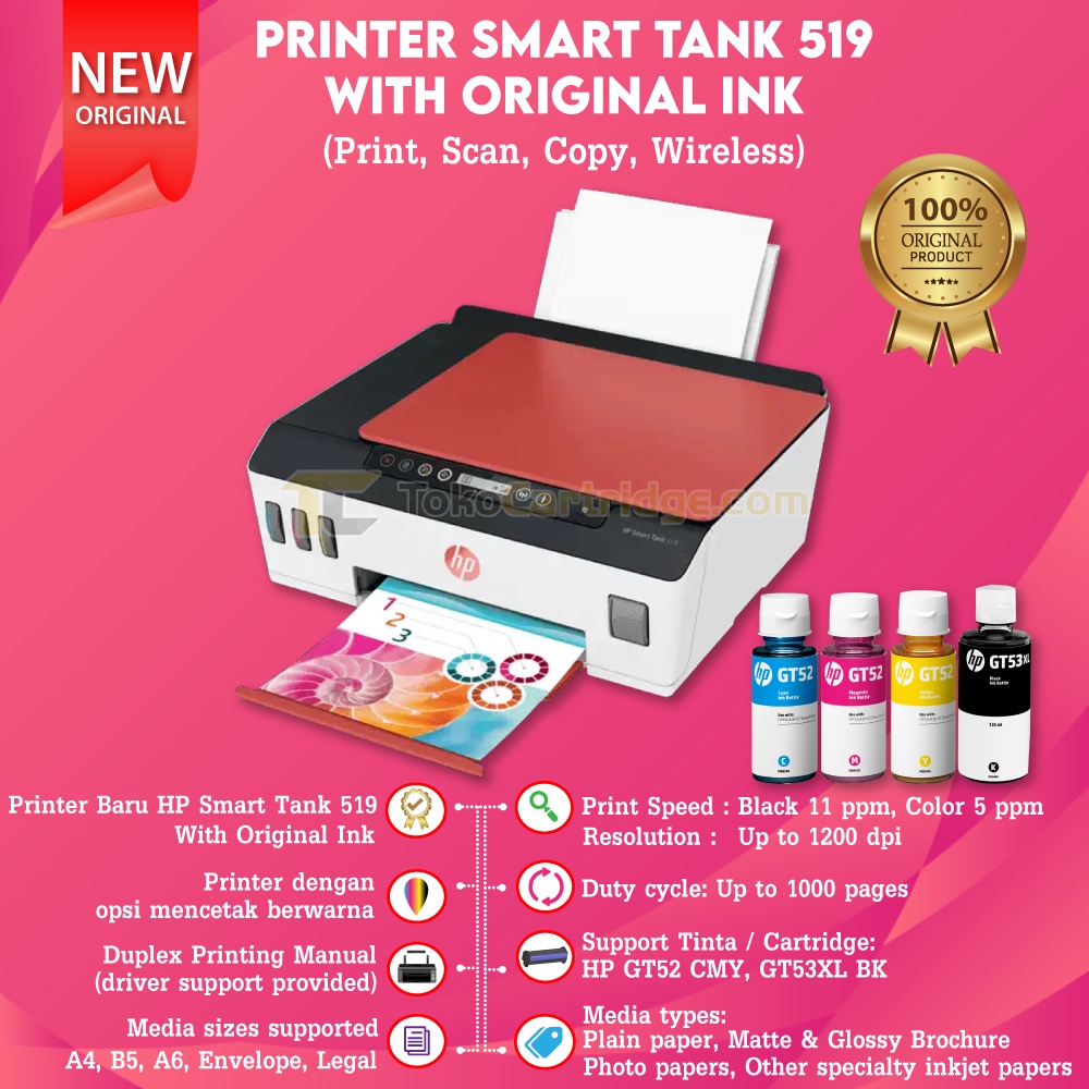 Jual Printer HP Smart Tank 519 White Wireless All-In-One Print, Scan ...
