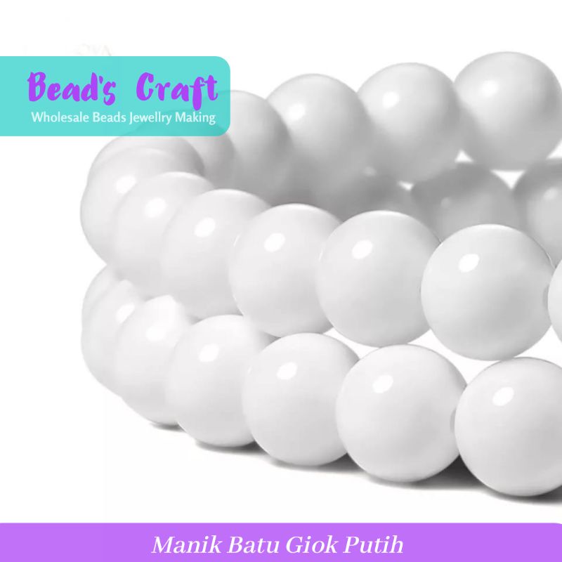 Jual Manik Batu Alam Bulat Jade Giok Putih 4mm-10mm Kuarsa Putih ...