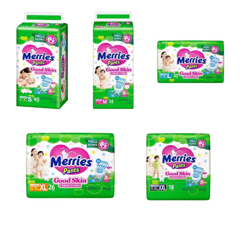 Jual Popok Merries Good Skin Pants S 40 M 34 L 30 XL 26 XXL 18 Pampers ...
