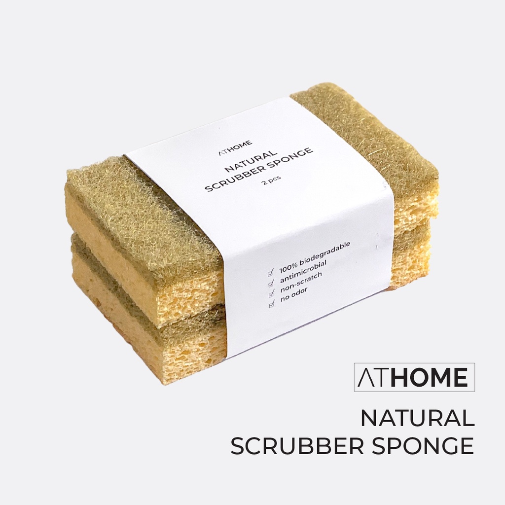 Jual ATHOME Natural Scrubber Sponge 2 Pcs / Sponge Cuci Piring Ramah ...