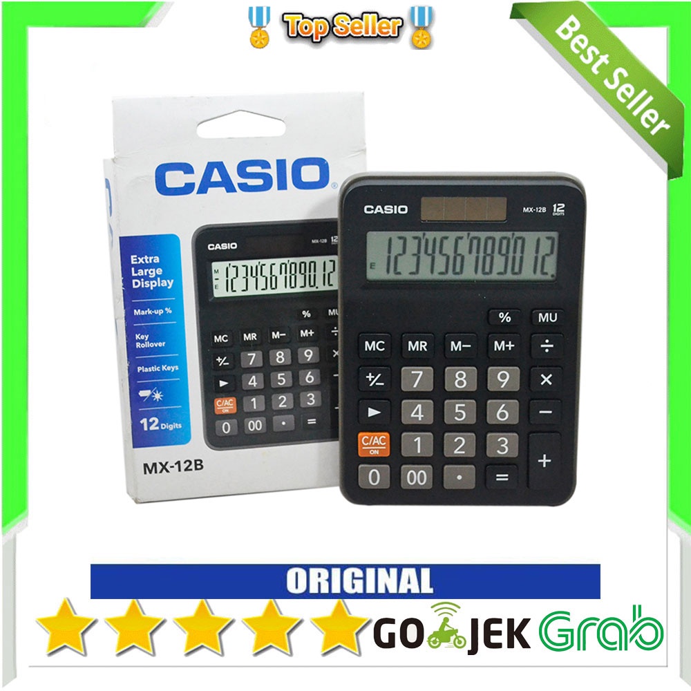 Jual Kalkulator Casio Desktop MX12B Calculator Meja Kantor Dagang MX12 B 12 digit Original ...