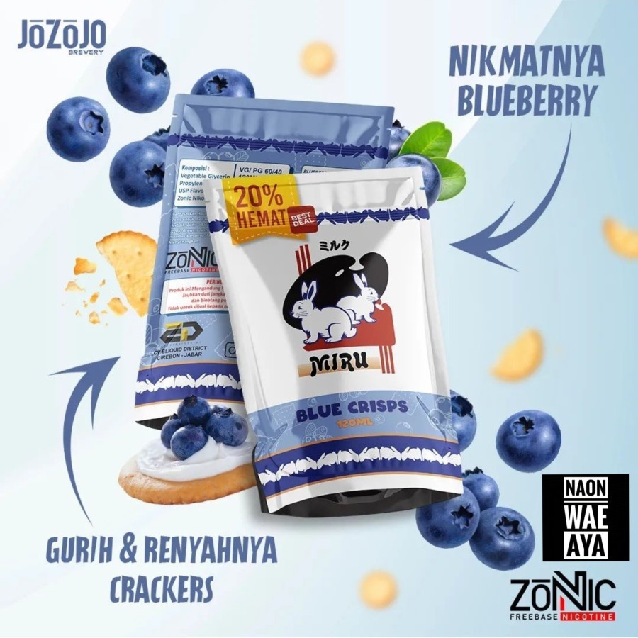 Jual MIRU BLUE CRISPS LIQUID 120ML 2x60ML BLUEBERRY CRACKERS CRIPS ...