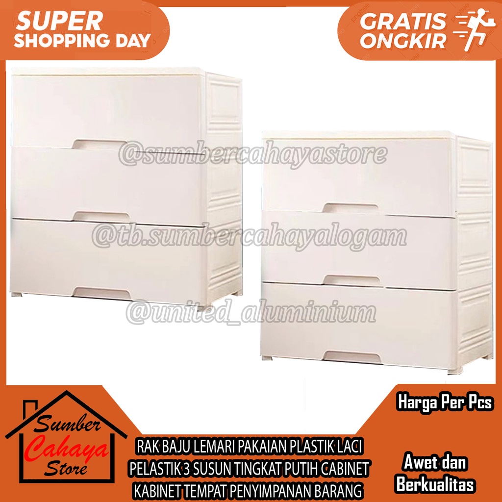 Jual RAK BAJU LEMARI PAKAIAN PLASTIK LACI RODA PELASTIK PLASTIC 3 SUSUN ...