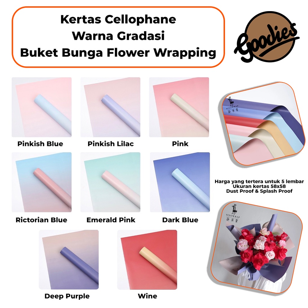 Jual *5 LEMBAR* Kertas Cellophane Buket Bunga [Gradation] Flower ...