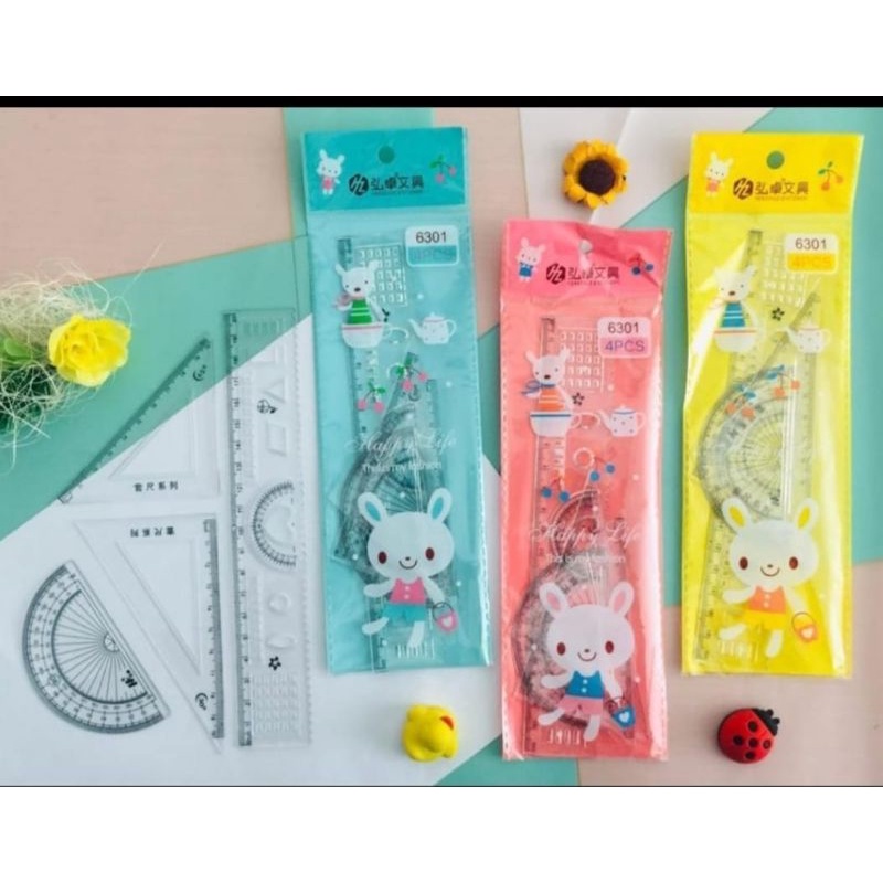 Jual Penggaris set / Garisan set isi 4 pcs | Shopee Indonesia