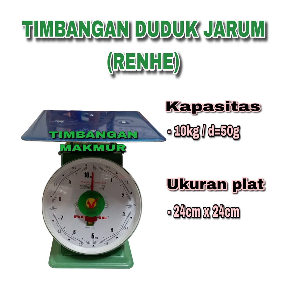 Jual Timbangan Duduk Jarum Murah dan Bagus RENHE Kapasitas 10kg Plat | Shopee Indonesia