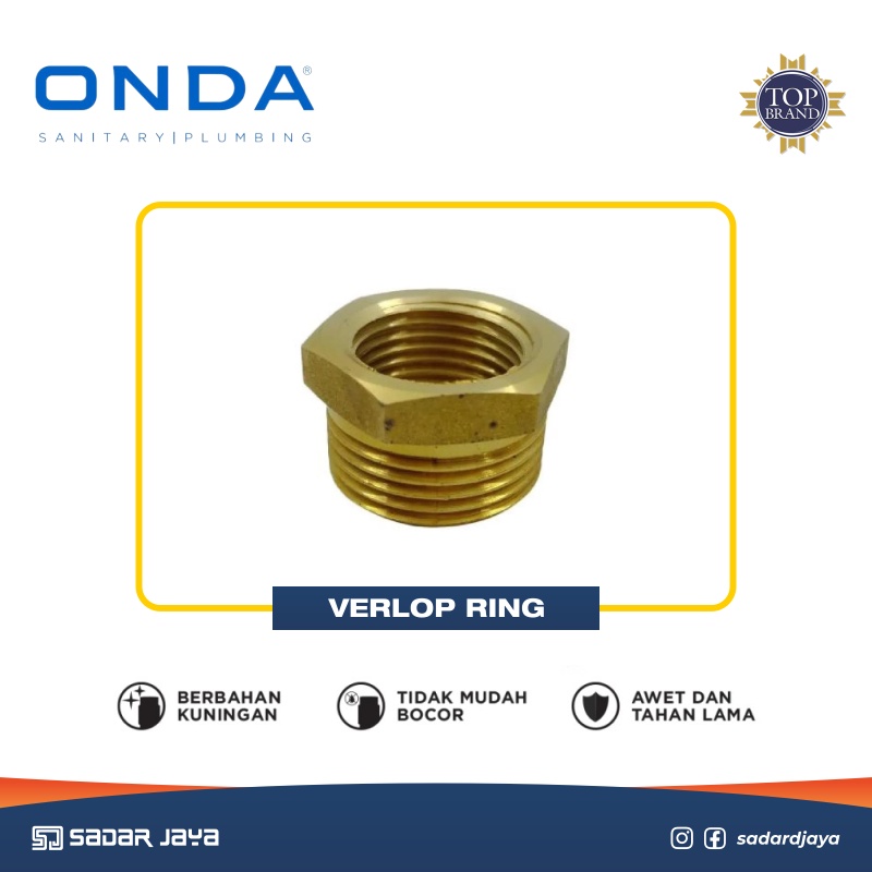 Jual ONDA Verlop Ring Drat Metal Brass 3/4" X 1/2" Over Shock Drat ...
