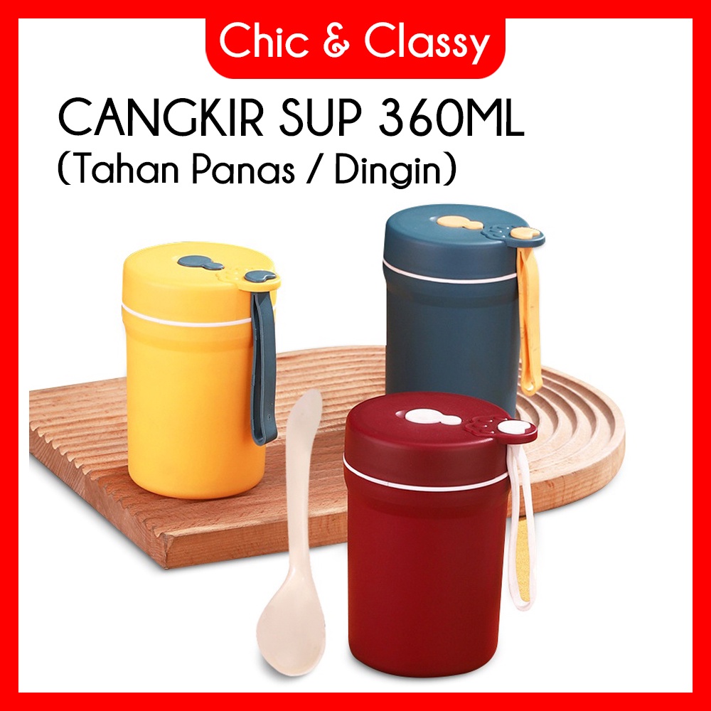 Jual Mangkuk Sup 360ml Gratis Sendok / Cangkir Sup Tahan Panas / Lunch ...
