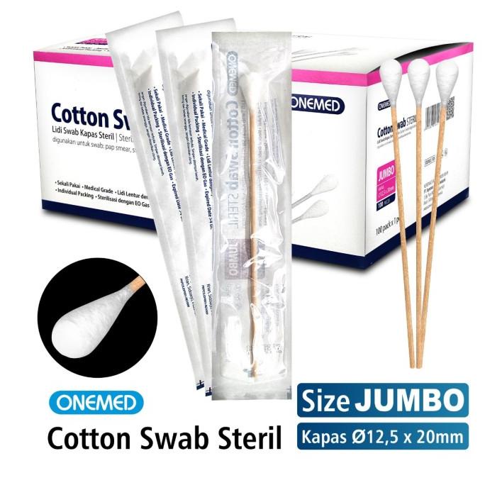 Jual ] Cotton Swab Steril Jumbo / Lidi Kapas Swab IVA Test Onemed Isi ...