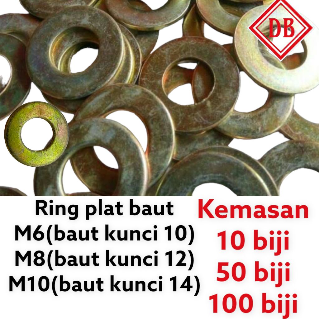 Jual DB RING BAUT 6/8/10/RING PLAT BAUT KUNING PERKEMASAN | Shopee ...