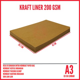 Jual Kertas Kraft A3 Liner 200 gsm isi 50 lembar / Kertas Bahan Paper ...