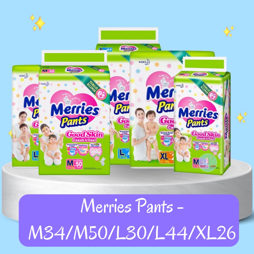 Jual Merries Pants Goodskin M34/M50/L30/L44/XL26 - Popok Sekali Pakai ...