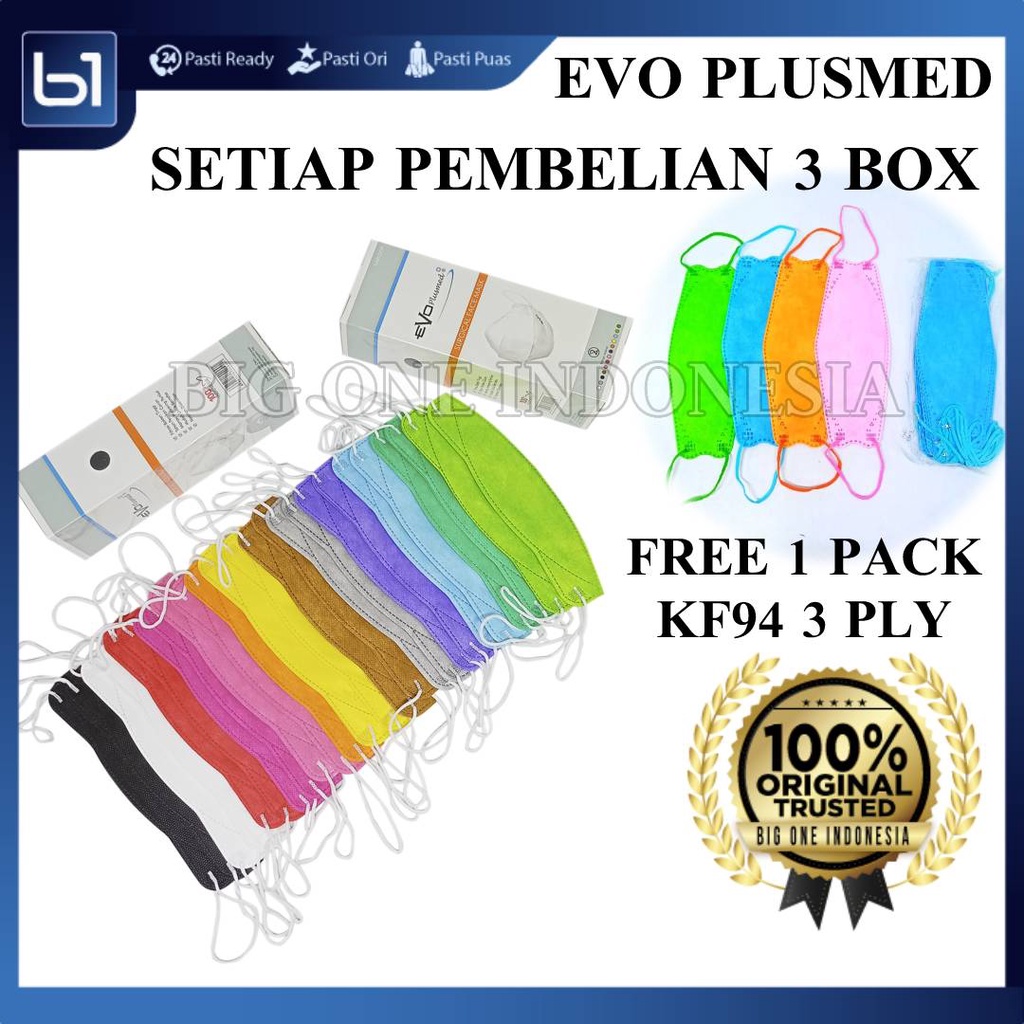 Jual Masker EVO PLUSMED 3ply Earloop 25 Pcs, Evo Plusmed Masker 3 Ply ...