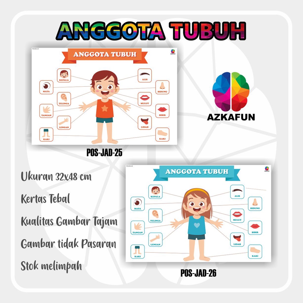 Jual Poster Edukasi ANGGOTA TUBUH - Poster edukasi - body part | Shopee ...