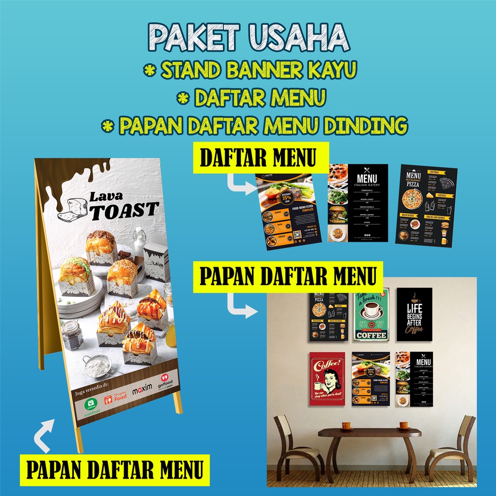 Jual PAKET USAHA BANNER/BANNER KAYU/DAFTAR HARGA/DAFTAR HARGA DINDING ...