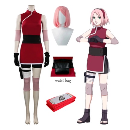 Jual New Anime Haruno Sakura Cosplay Costume Women Girls Halloween ...