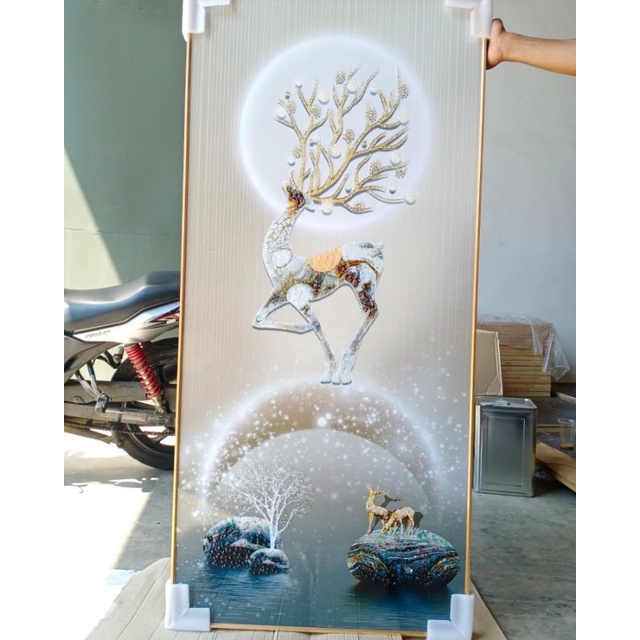 Jual Lukisan Porselain Diamond 5D motif rusa putih ukuran 60*120 cm ...