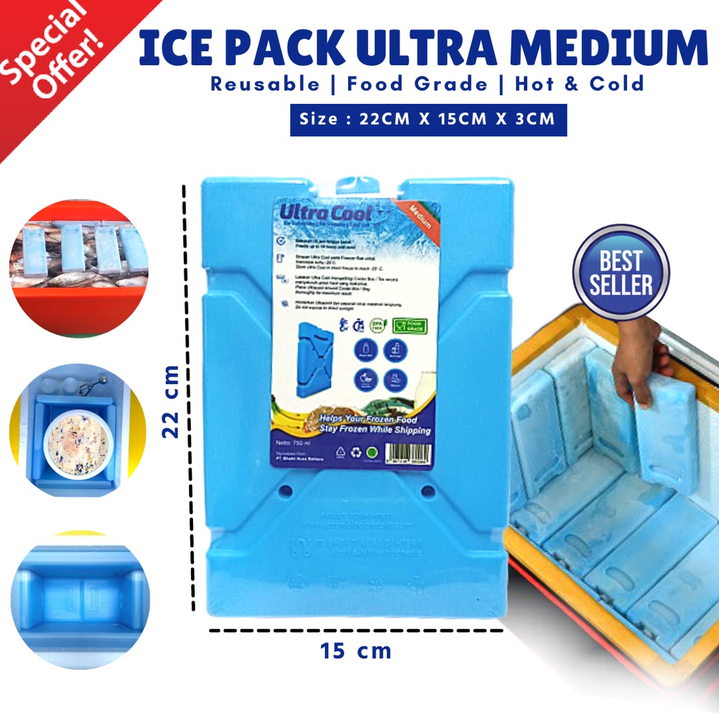 Jual ICE PACK ULTRA COOL SEDANG 22x15x3 cm PENDINGIN ICE GEL ES KRIM ...